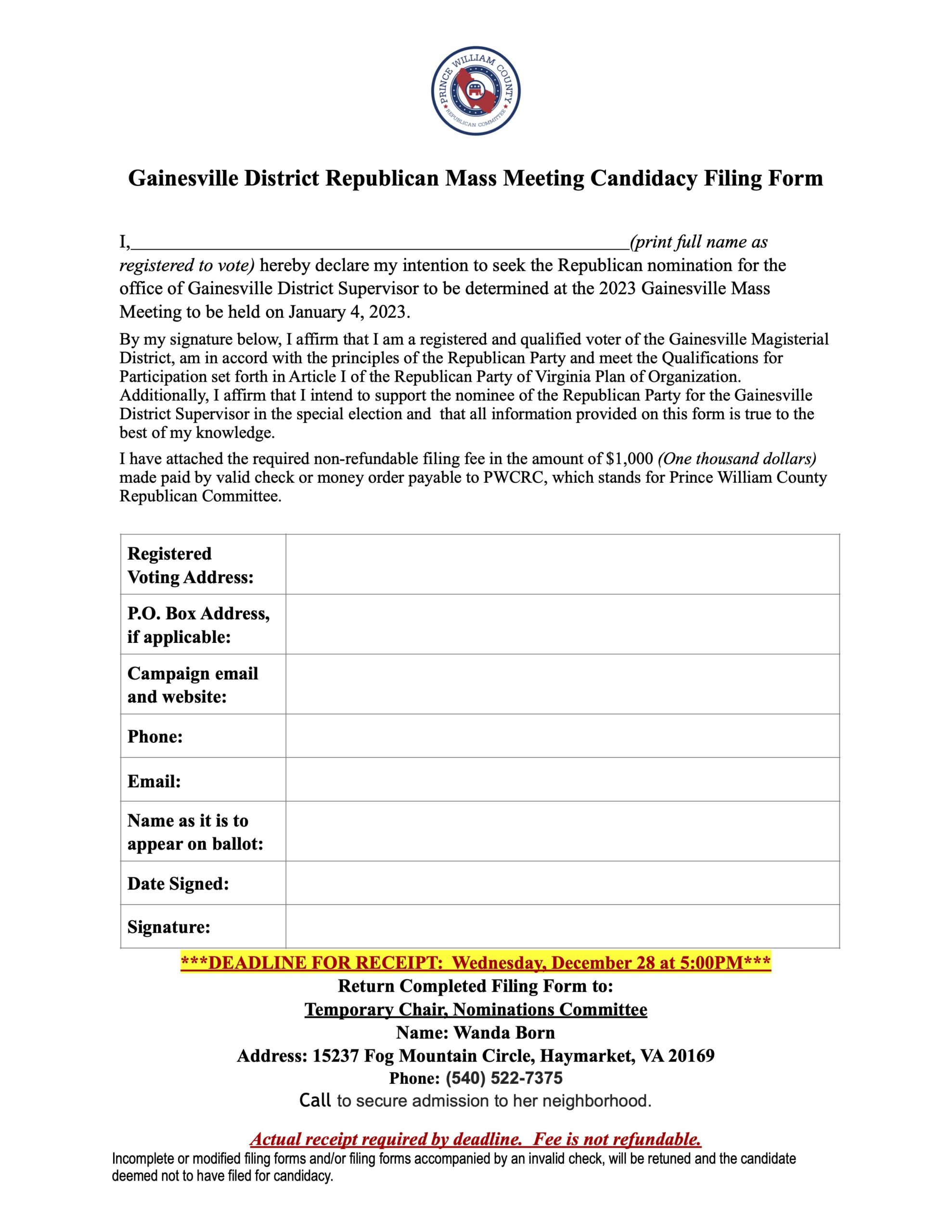 Documents & Forms - Prince William County Republican Committee