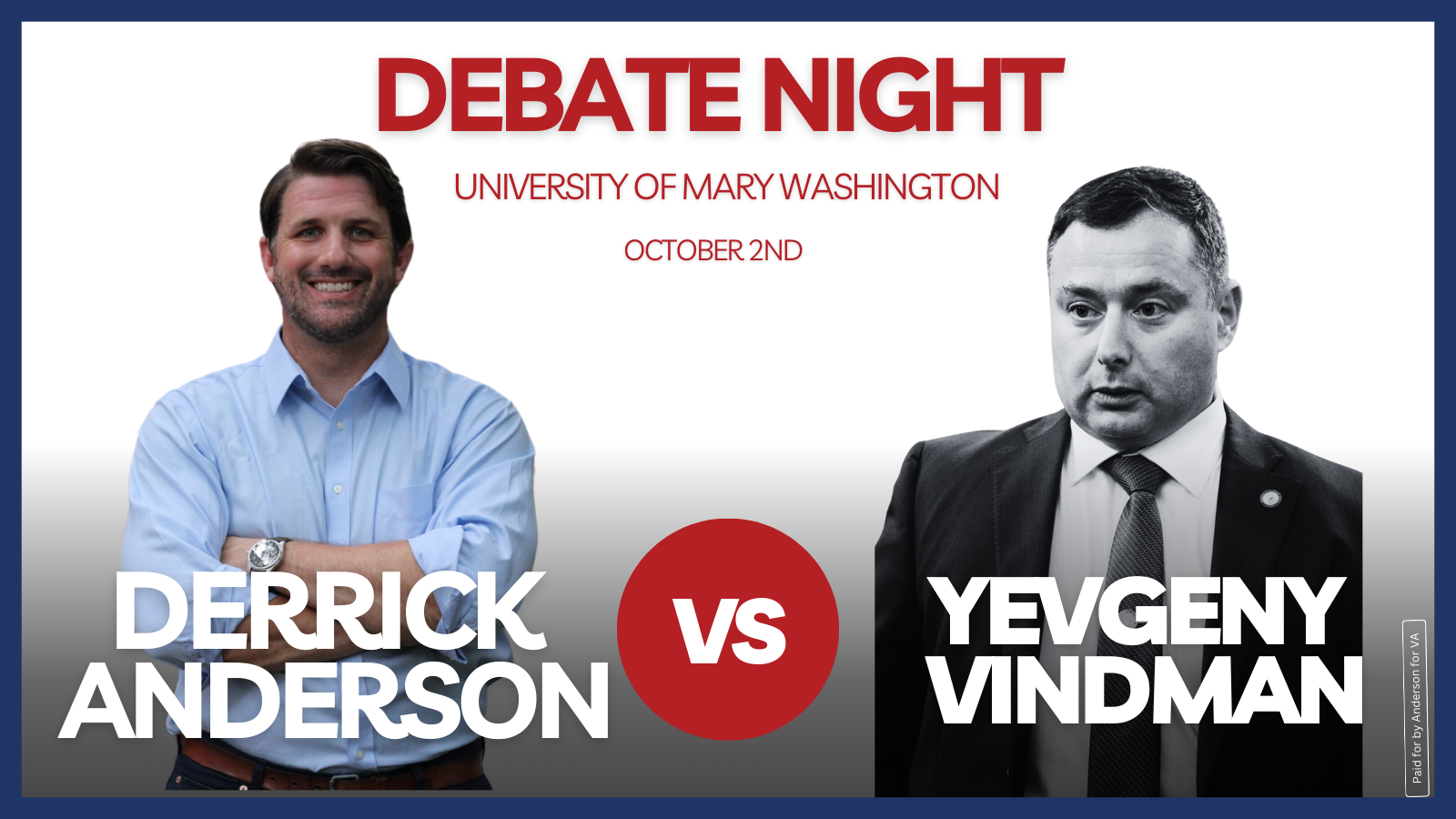 VINDMAN FINALLY AGREES TO DEBATE DERRICK ANDERSON - NO TV CAMERAS ...